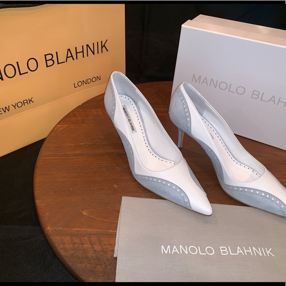 Manolo Blahnik | Shoes | Manolo Blahnik Minisialo White And Light Blue ...
